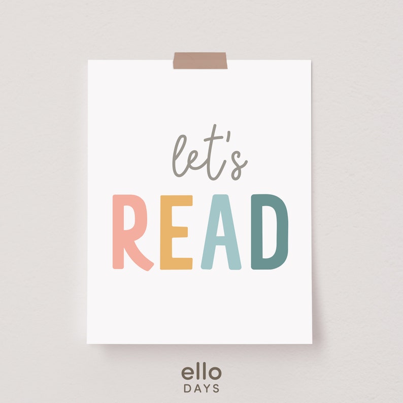 Let's Read Wall Art Print, Classroom Homeschool Posters, Reading Corner ...
