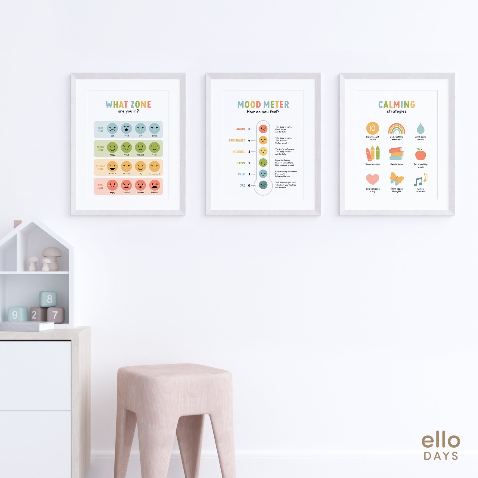 Calming Poster Set of 6, School Counselor Therapy Office Decor ...