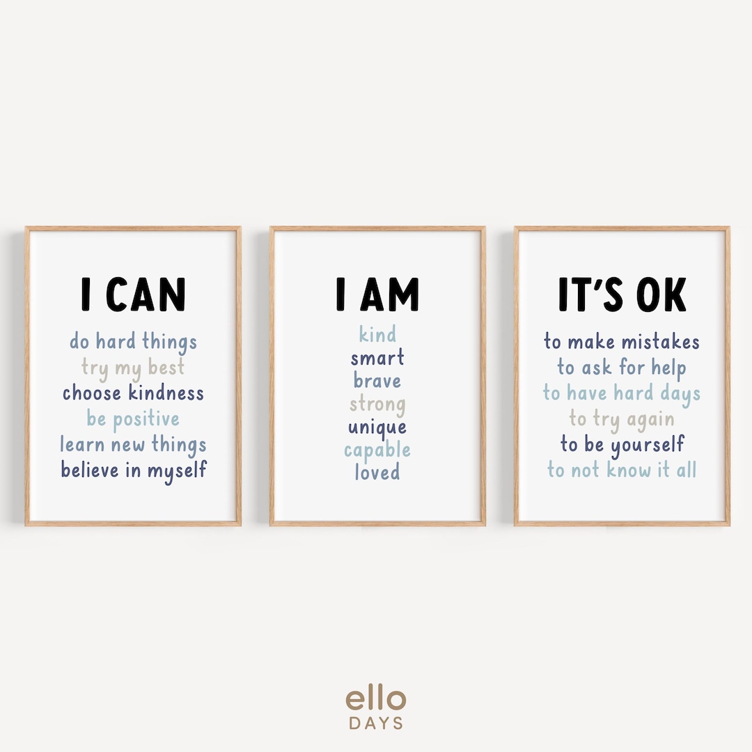 Kids Affirmations Poster Set of 3, Motivational Poster Daily ...