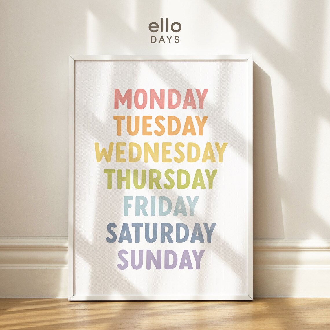 Rainbow Days of the Week Printable Wall Art Poster Educational Poster ...