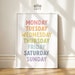 Rainbow Days of the Week Printable Wall Art Poster Educational Poster ...