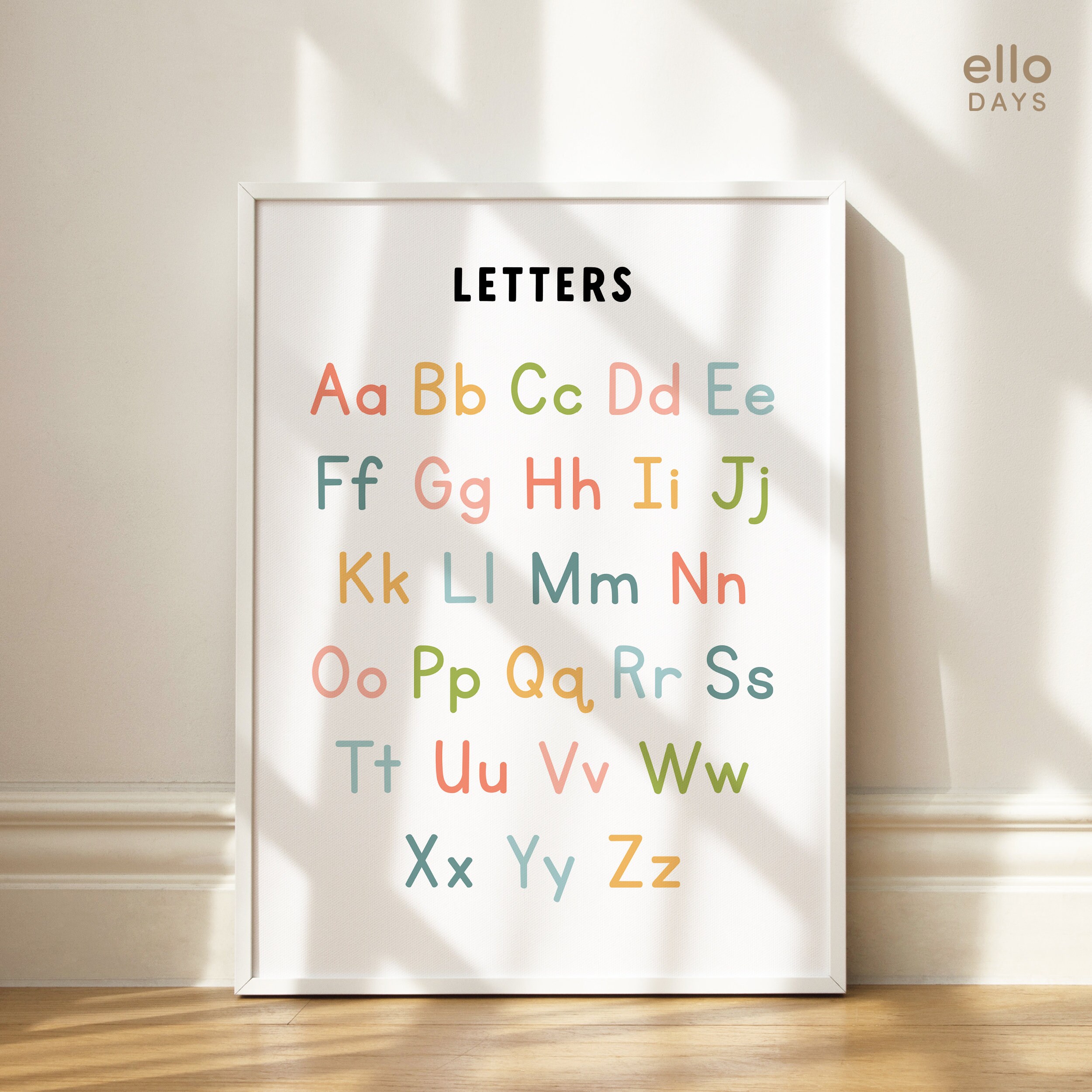 Alphabet Letters Educational Poster, ABC Wall Print, Toddler Learning ...