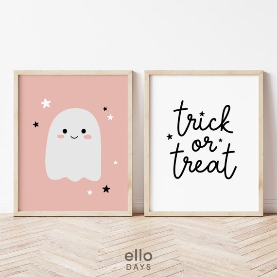 Halloween Cute Little Ghost and Trick or Treat Printable Wall - Etsy