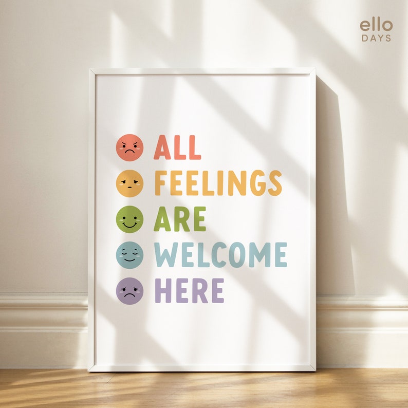 All Feelings Welcome Here Poster, School Counselor Therapy Office Decor ...