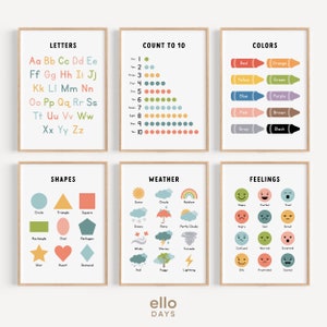 Toddler Preschool Educational Posters, Set of 6 Classroom Prints ...