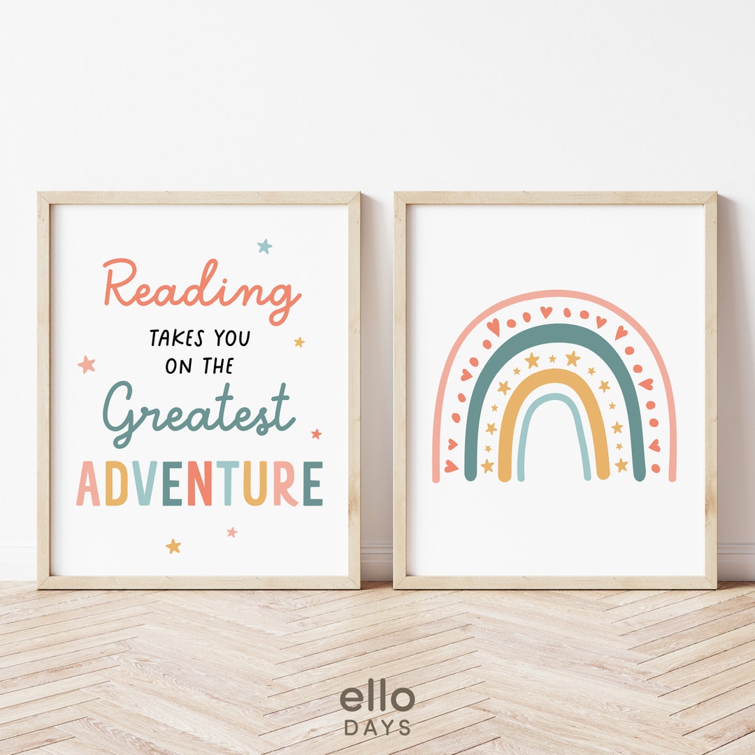 Reading Adventures Rainbow Wall Poster Set, Classroom Reading Corner ...