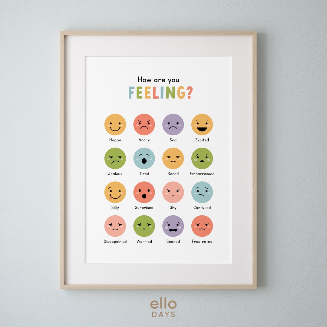 Words for Feelings Poster Sign, Emotions Chart Print, School Therapy ...