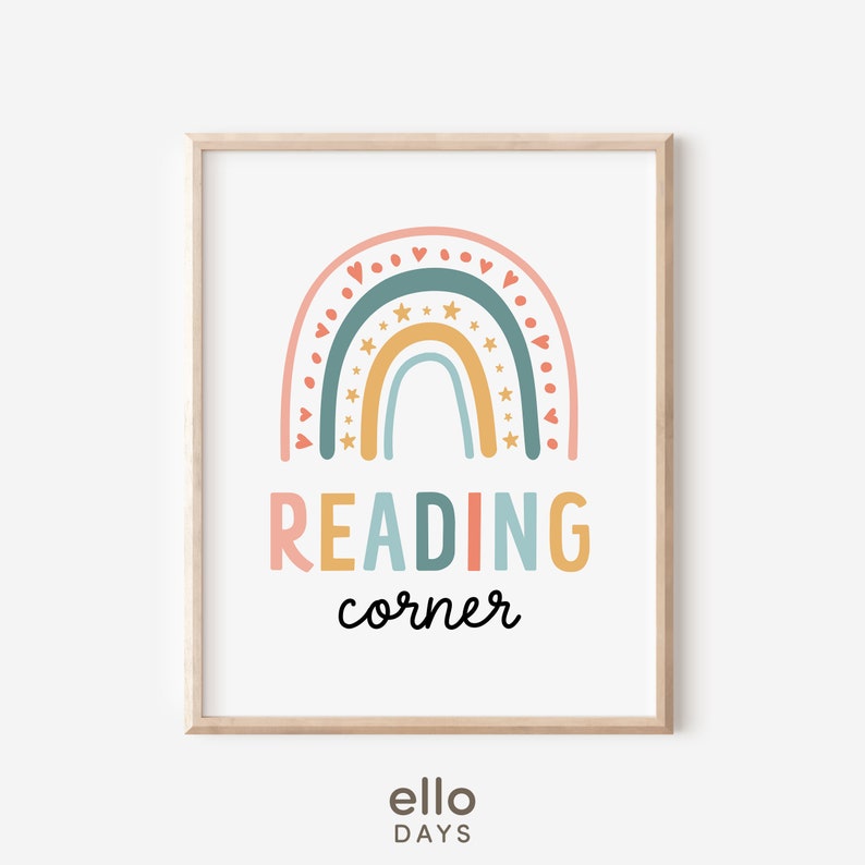 Reading Rainbow Reading Nook Wall Art, Classroom School Wall Print ...