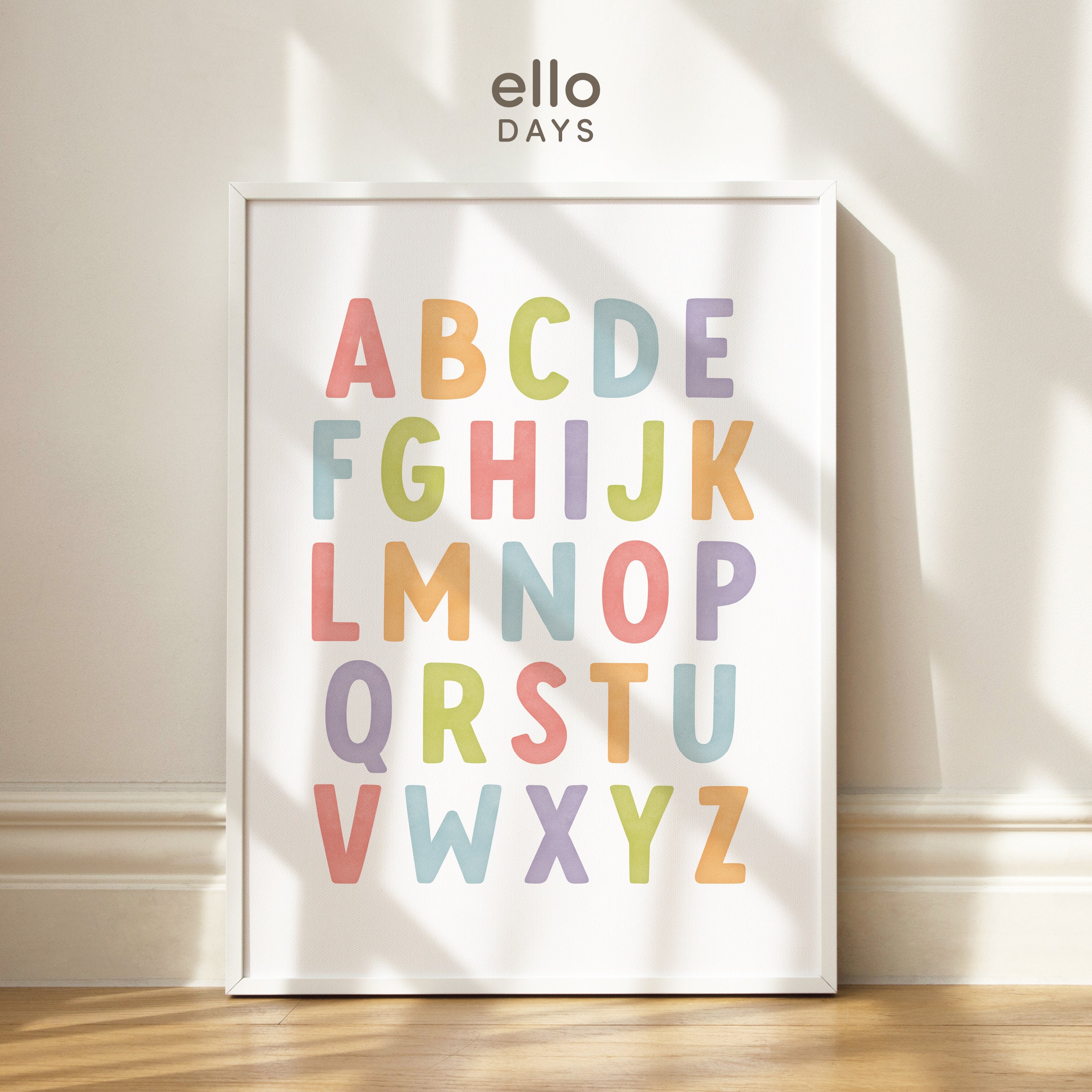 Rainbow Alphabet Printable Wall Art Poster Educational ABC Poster Kids ...