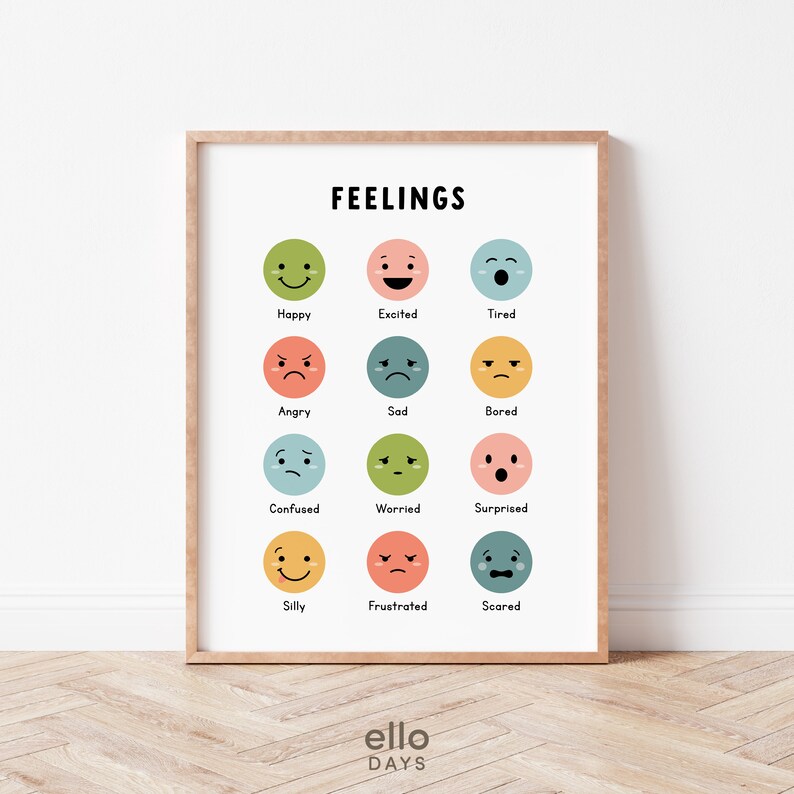 Toddler Feelings Educational Print, Playroom Poster, Calm Down Corner ...