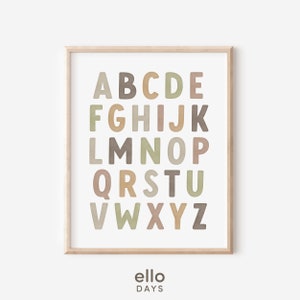 Neutral Alphabet Printable Wall Art Poster | Educational ABC Poster ...