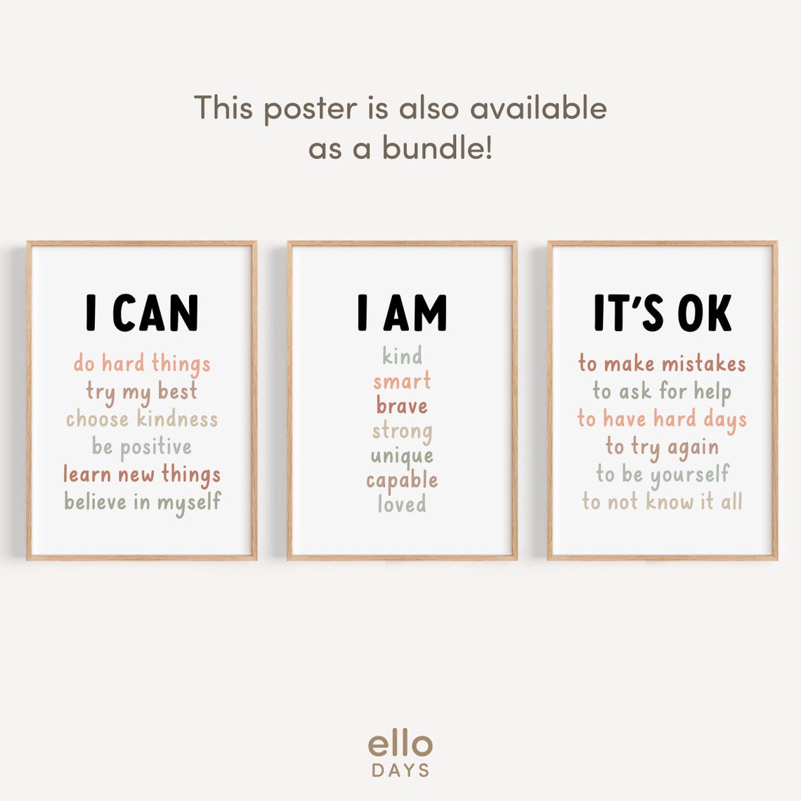Kids Affirmations Wall Art, It's Ok Daily Affirmations Print ...