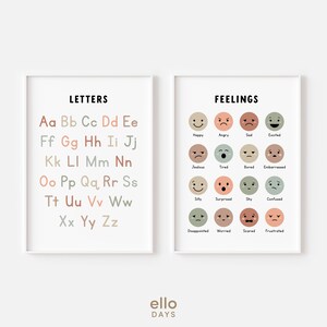Neutral Educational Posters, 6 Boho Playroom Homeschool Prints ...