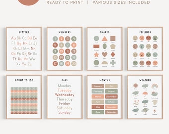 Educational Posters Set of 8, Homeschool Learning Chart Signs ...