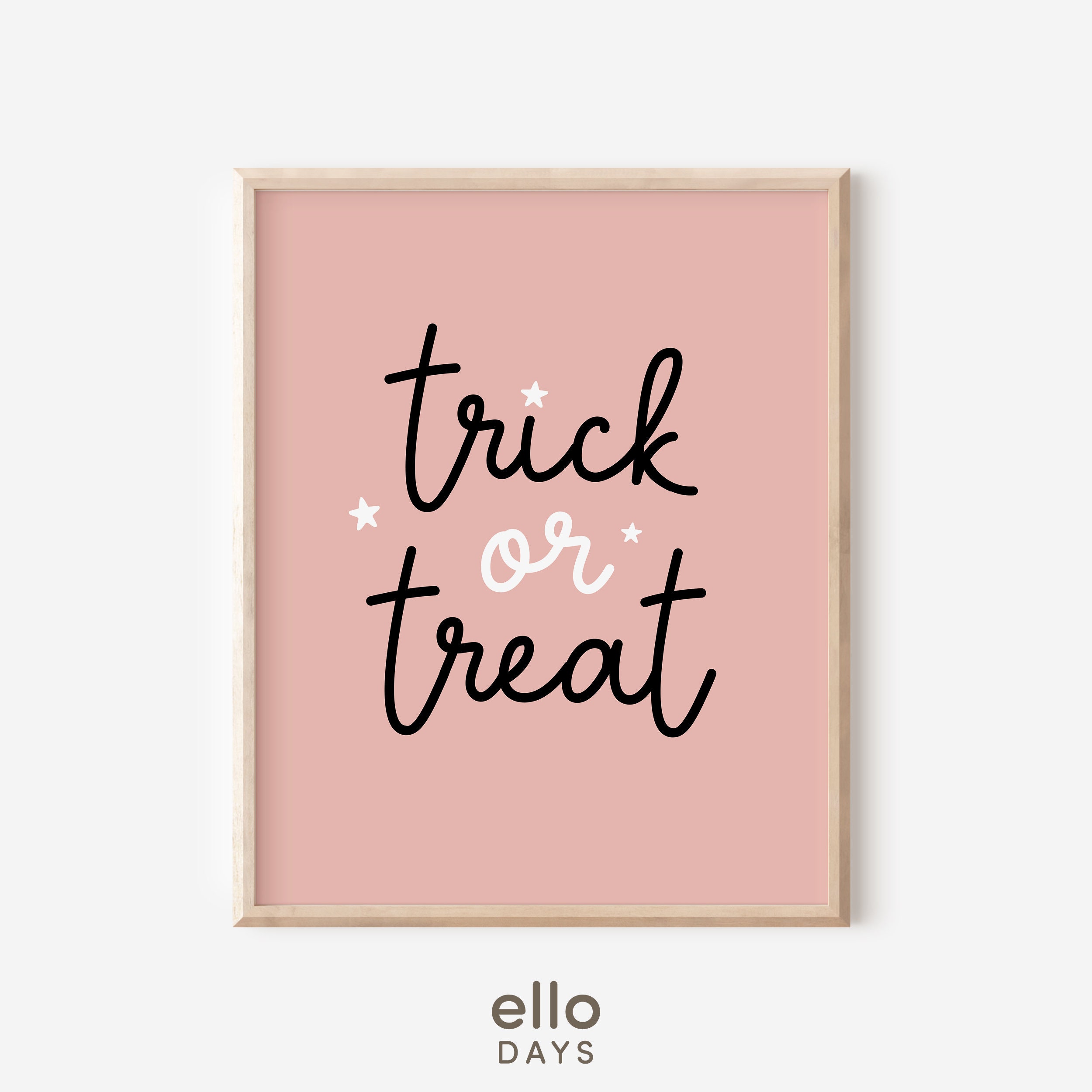 Pink Halloween Trick or Treat Printable Sign Halloween Wall - Etsy