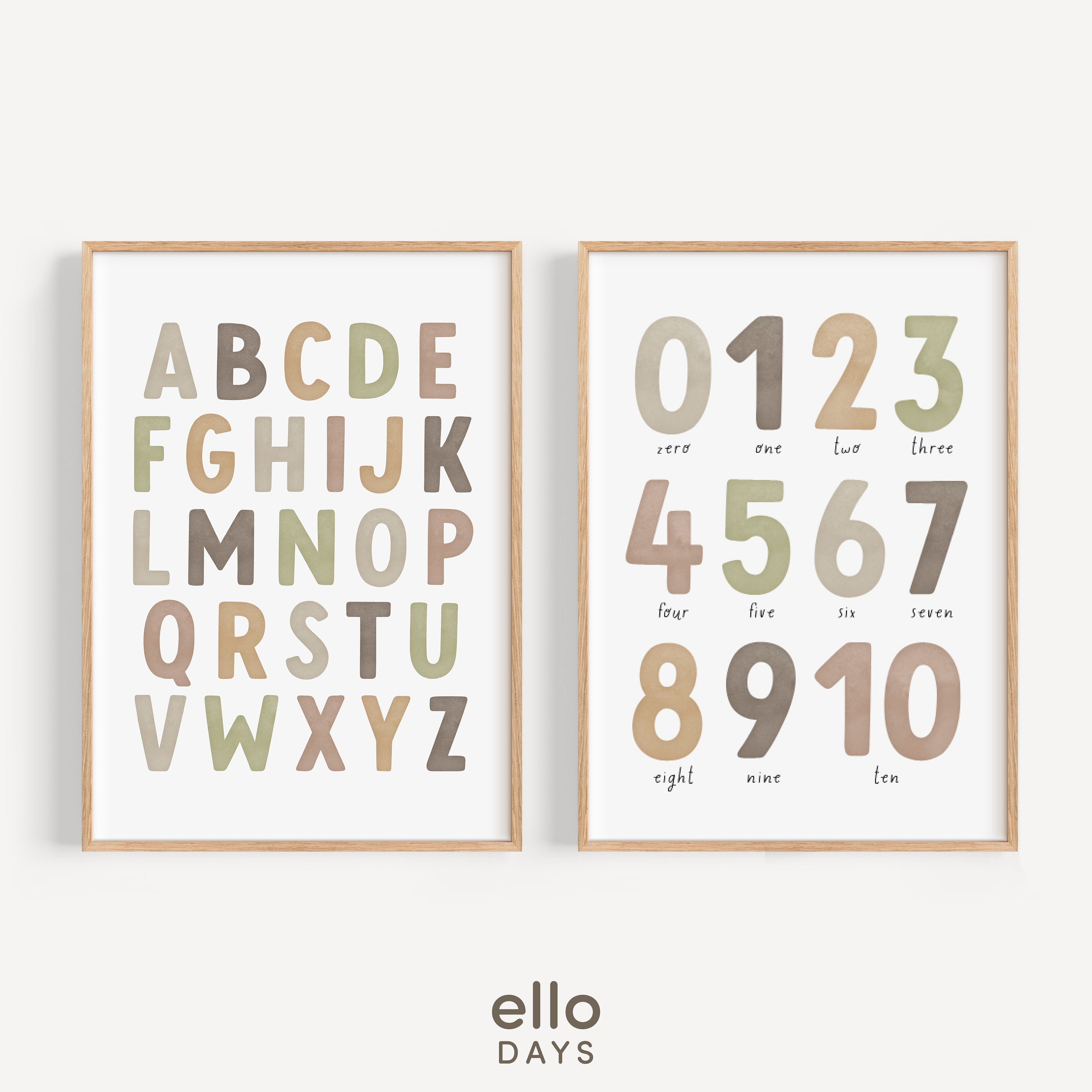 Neutral Alphabet Numbers 1-10 Printable Wall Art Bundle - Etsy