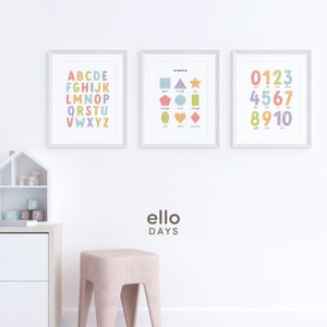 Alphabet Shapes Numbers 1-10 Printable Wall Art Bundle | Rainbow ...