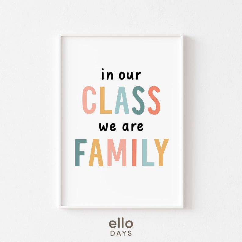 In Our Class We Are Family Wall Print Muted, Classroom Family Poster ...