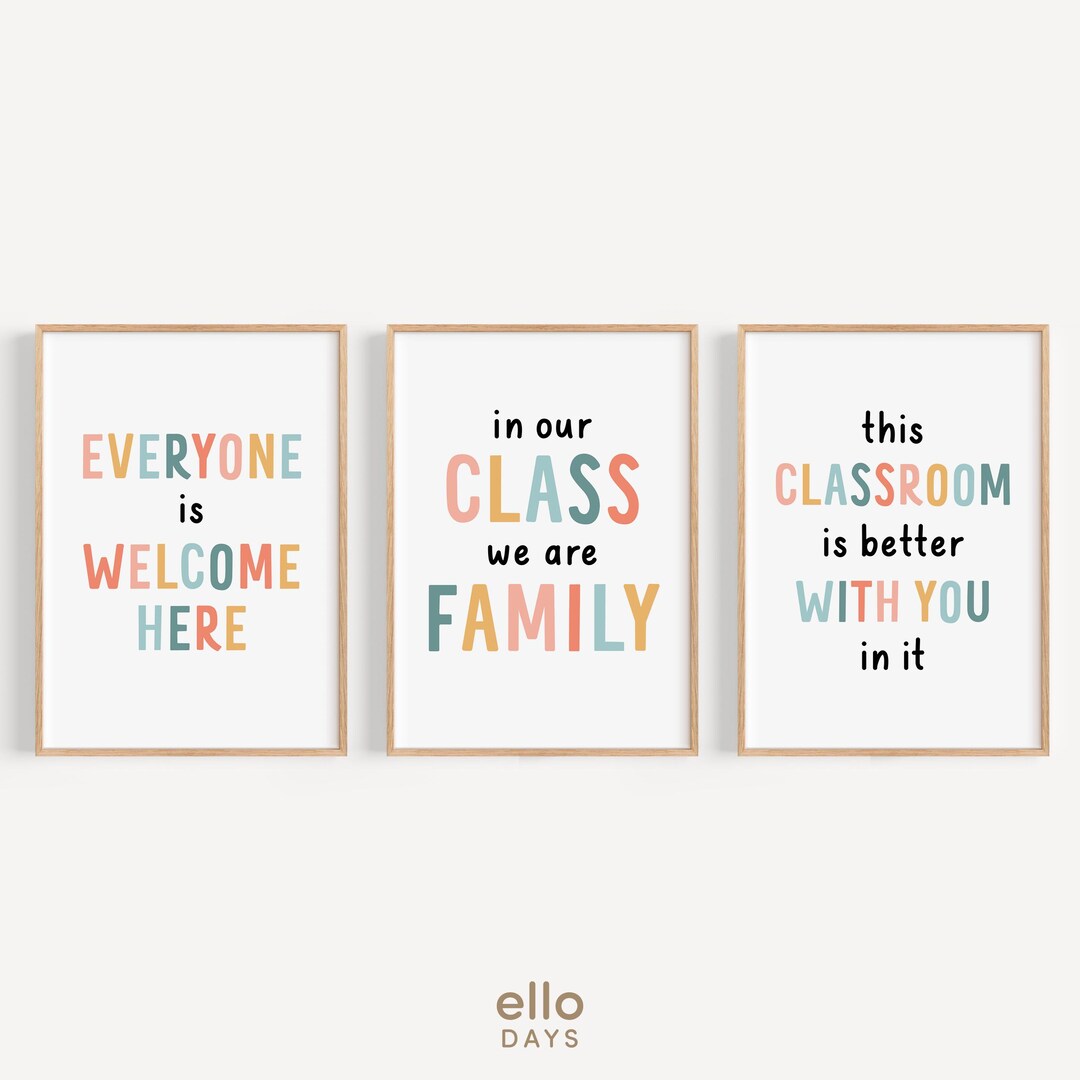 Positive Classroom Poster Set of 3, Class Family Motivational Quote ...