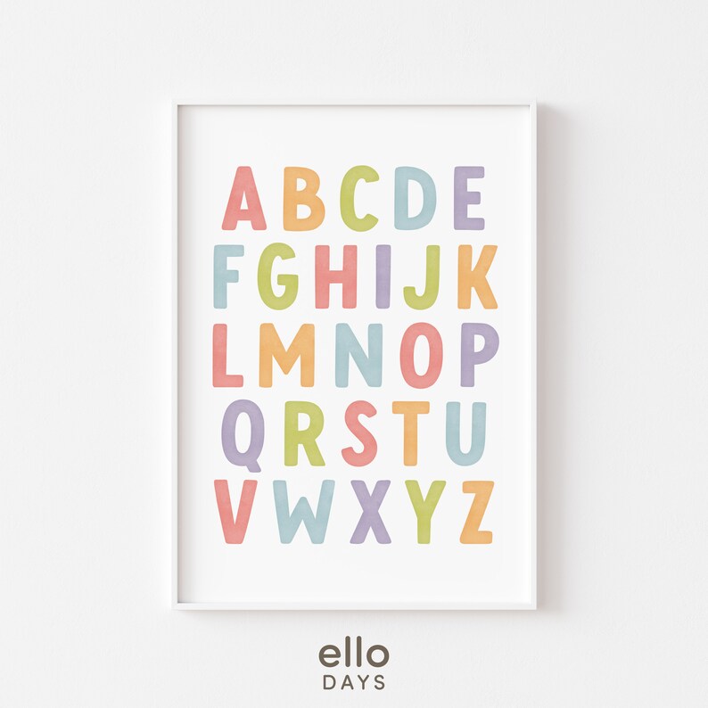 Rainbow Alphabet Printable Wall Art Poster Educational ABC - Etsy