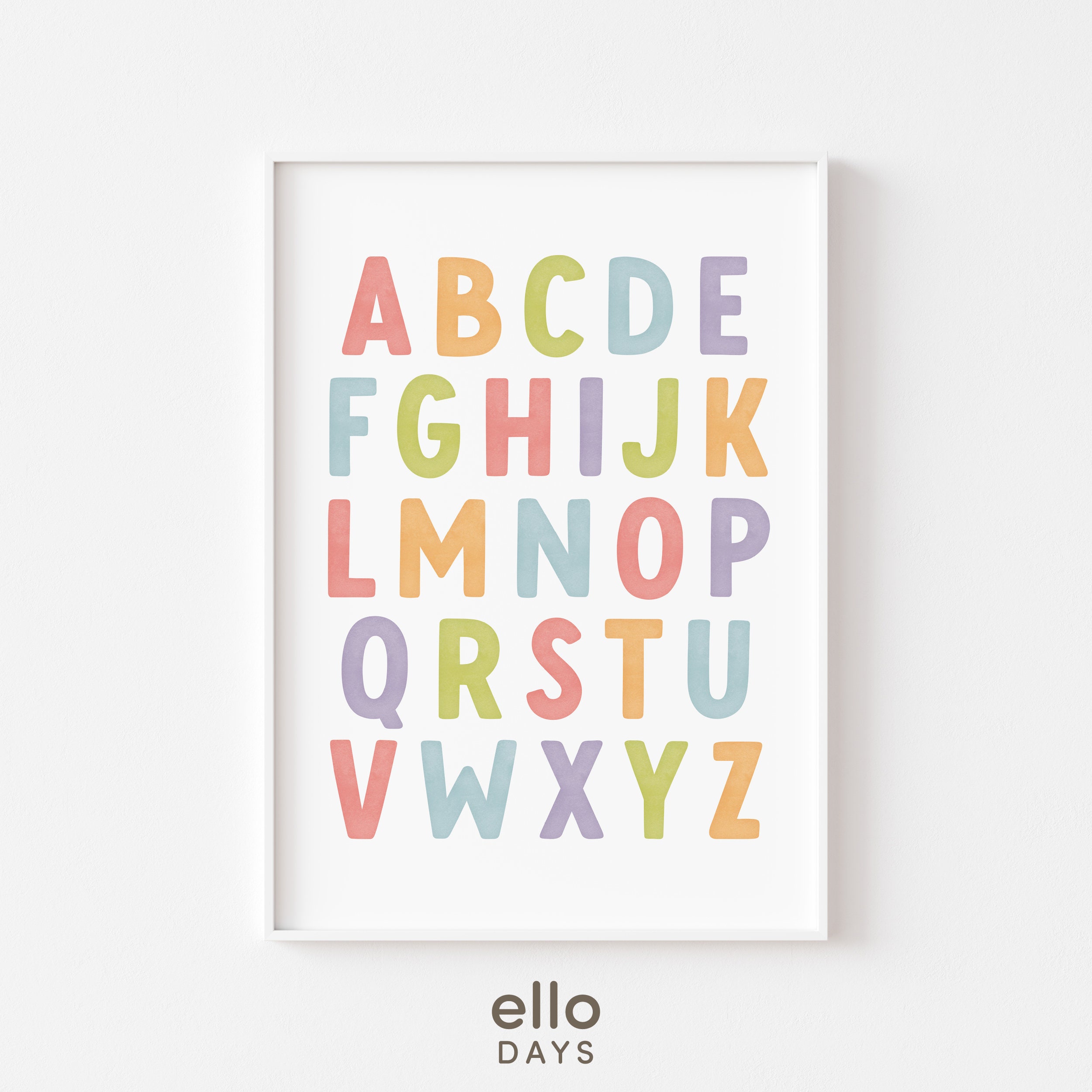 Rainbow Alphabet Printable Wall Art Poster Educational ABC Poster Kids ...