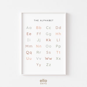 Neutral Minimalist Simple Alphabet Poster, Educational ABC Chart ...