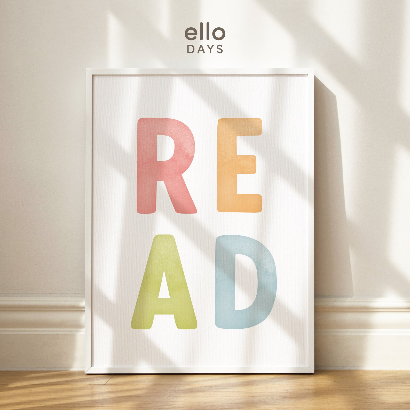 Rainbow READ Printable Wall Art Poster | Playroom Decor | Toddler Kids ...