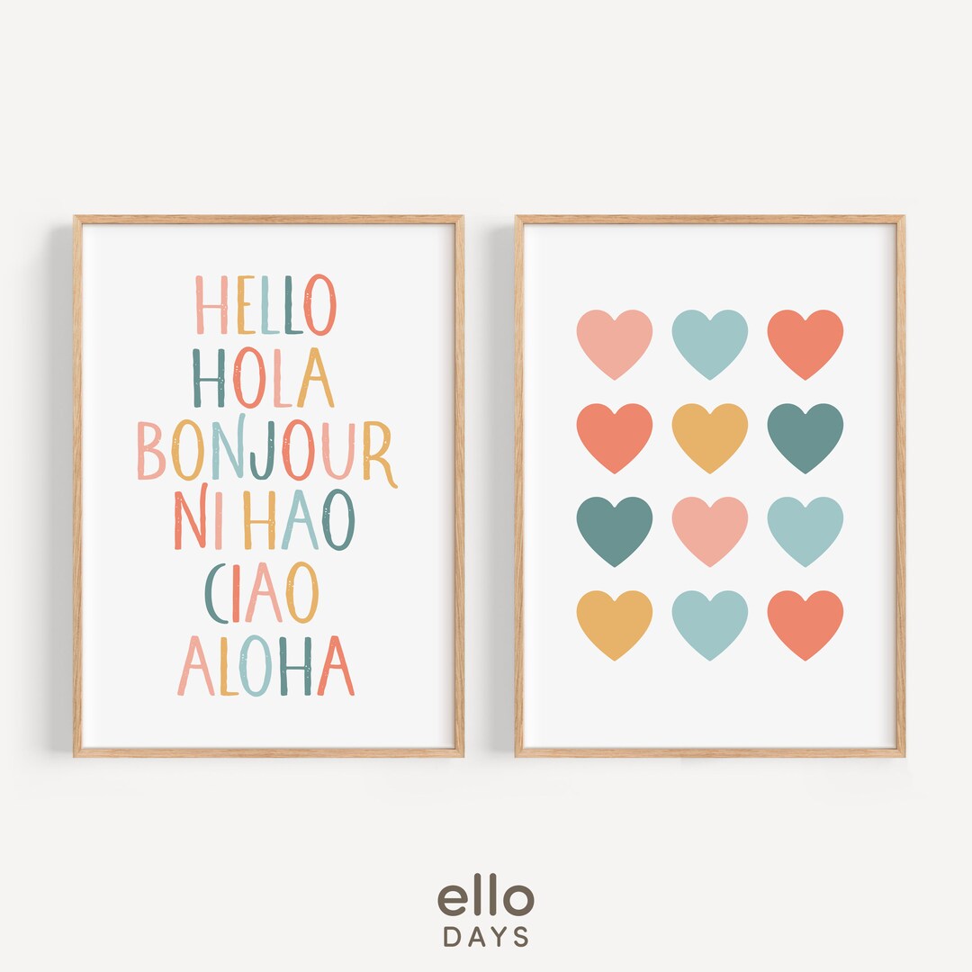 Hello Different Languages and Hearts Bundle, International Greeting ...