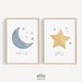Moon and Star Gender Neutral Nursery Wall Art | Boho Baby Kids Room ...