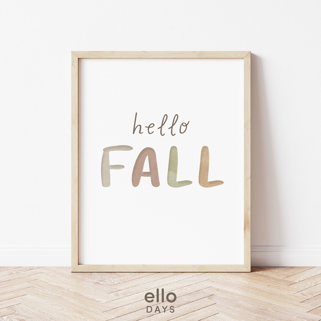 Hello Fall Kids Printable Wall Art Poster | Fall Season Wall Decor ...