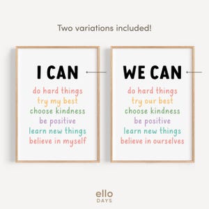 Kids Affirmation Poster Set of 3, Positive Affirmations Wall Art Bundle ...
