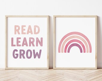 Split Rainbow & Read Learn Grow Printable Wall Art Poster - Etsy