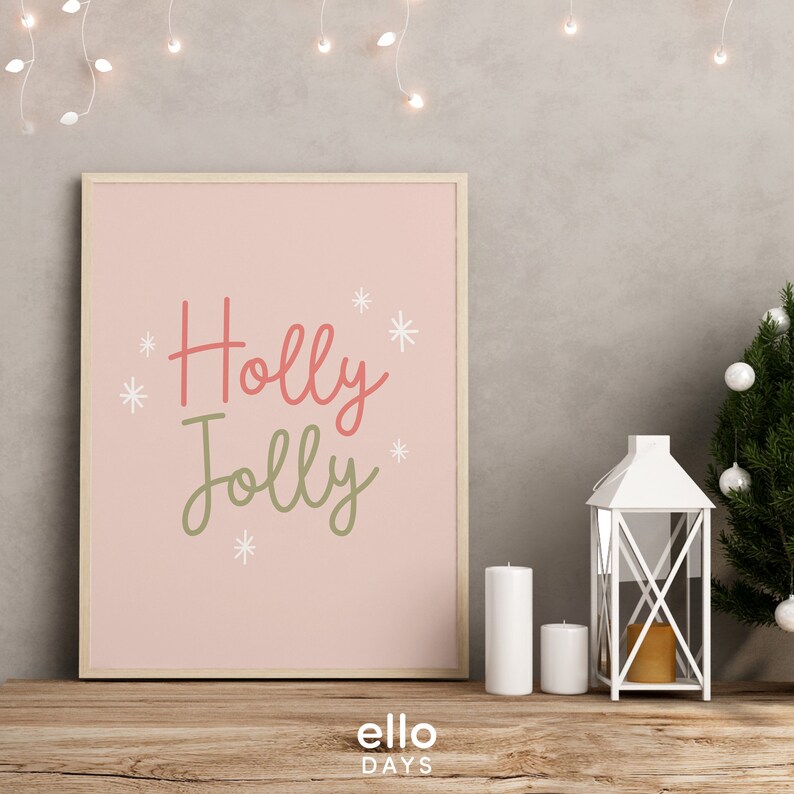Holly Jolly Holiday Christmas Wall Art Printable | Festive Home Decor ...