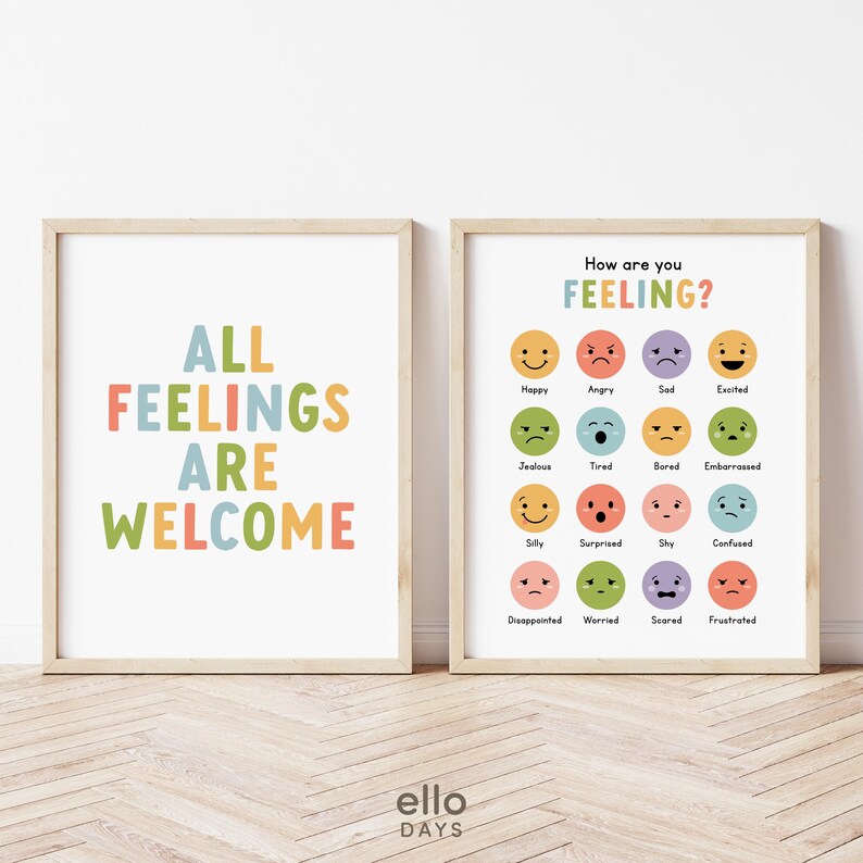 All Feelings Are Welcome Feelings Chart Poster Bundle, School Counselor ...