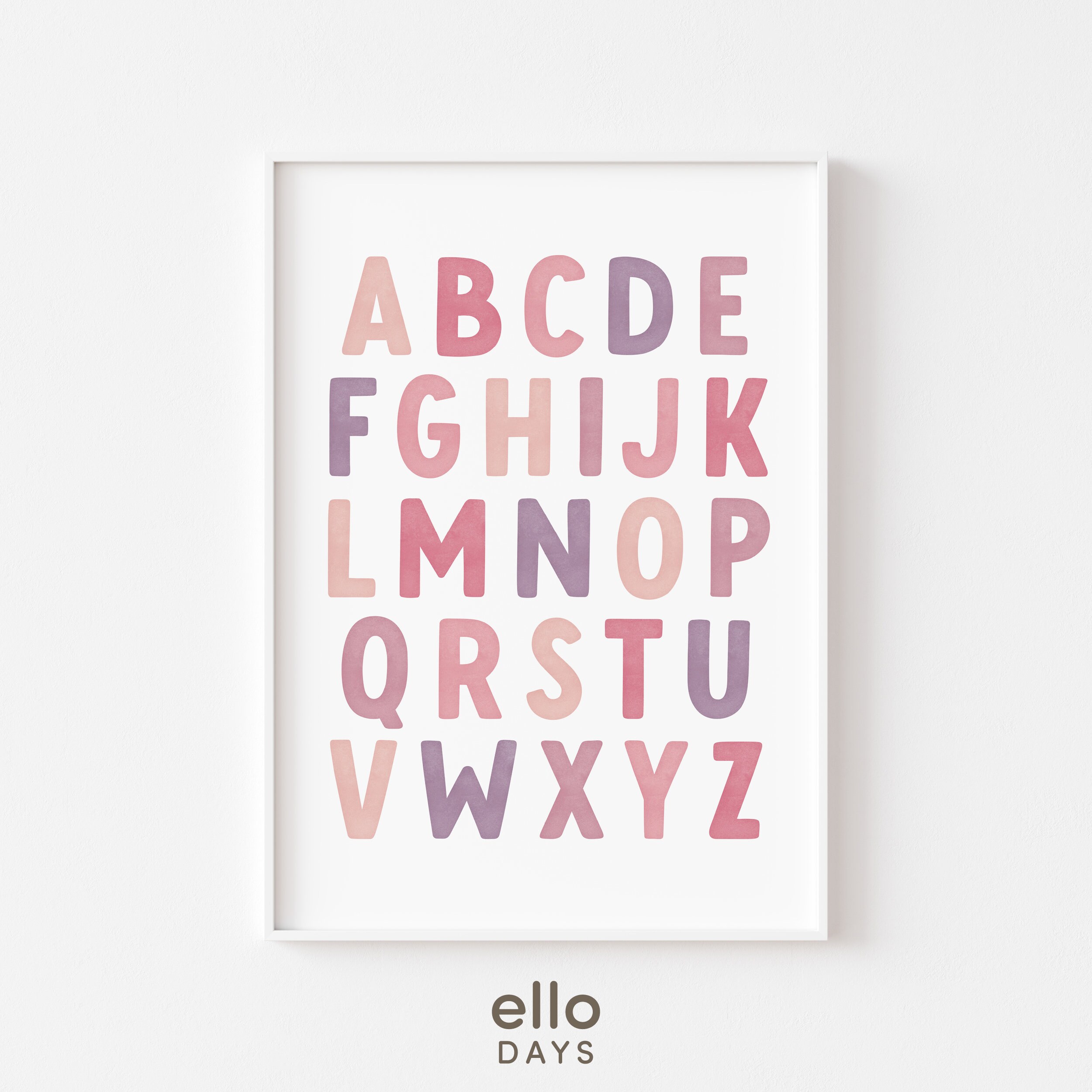 Rose Pink Alphabet Printable Wall Art Print Educational ABC - Etsy