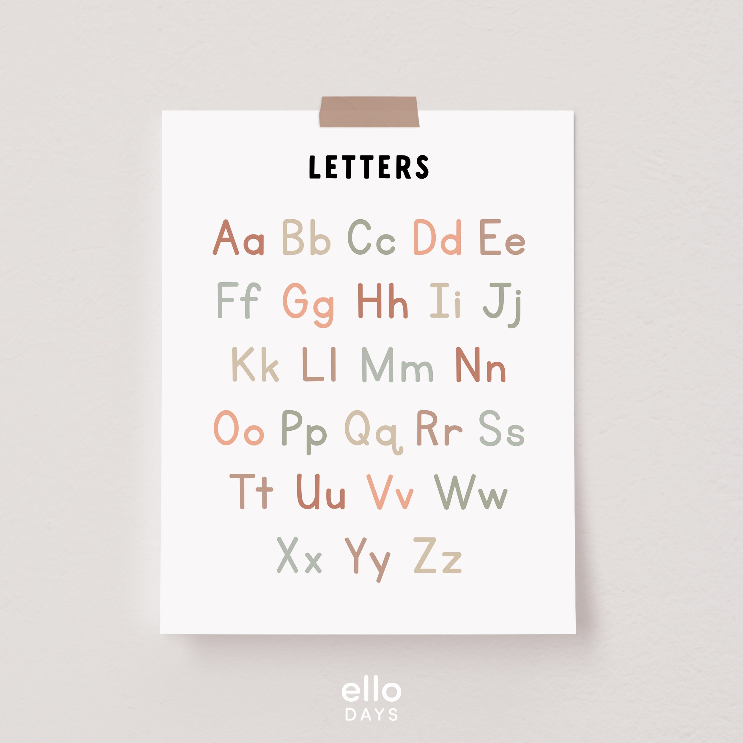 Neutral Alphabet Educational Poster, Classroom ABC Chart Wall Sign ...