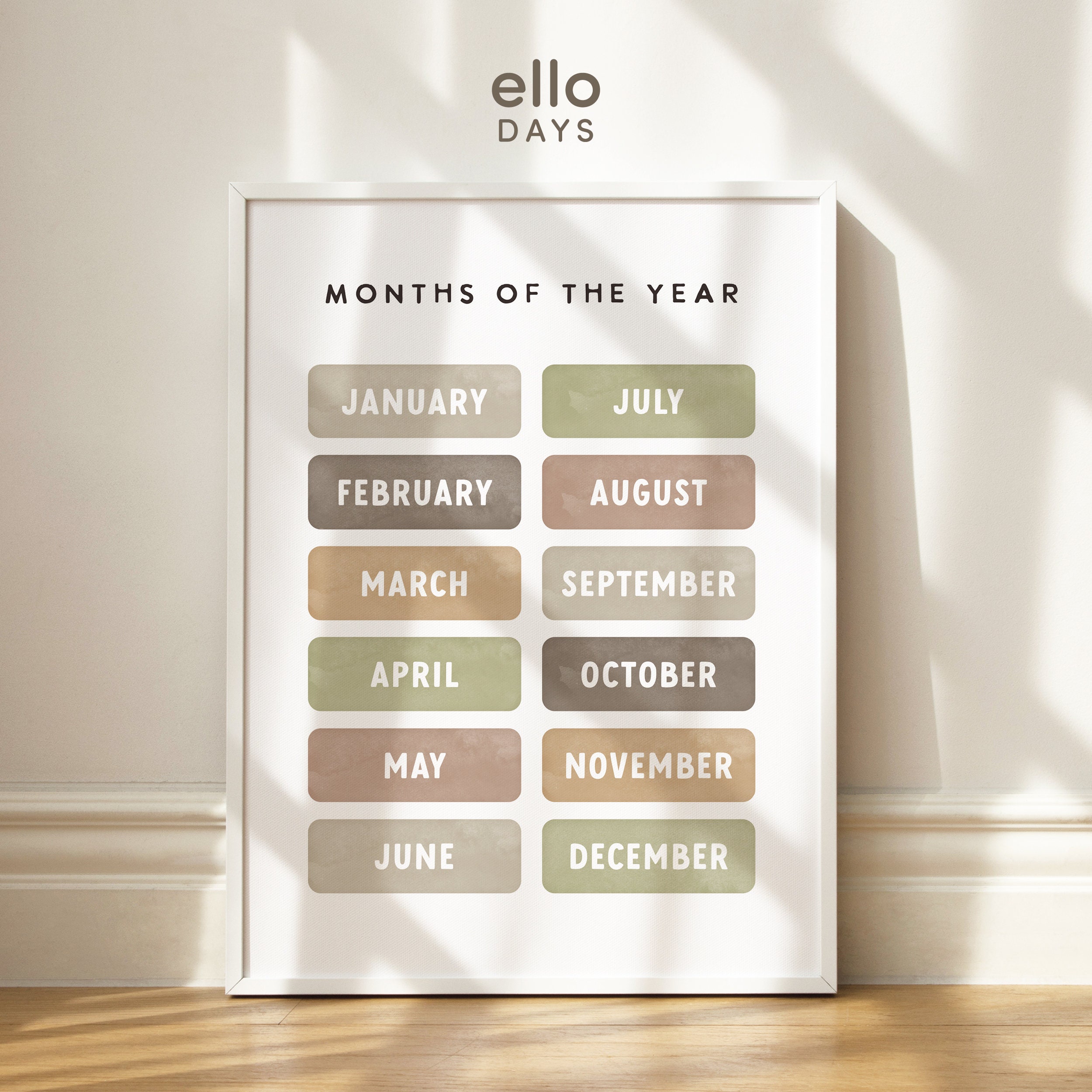 Months Educational Poster Print, Classroom Wall Decoration, Homeschool ...