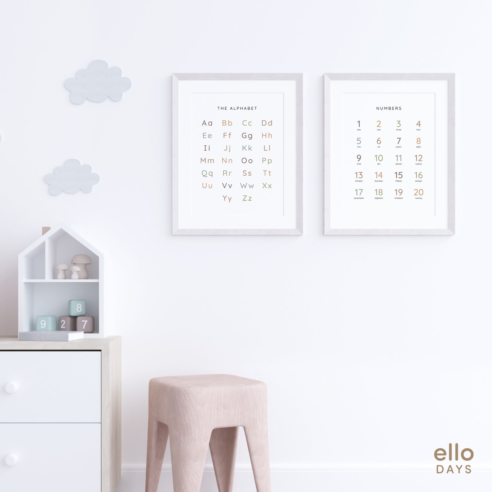 Earth Tones Alphabet Numbers Poster Bundle, Neutral Educational Poster ...