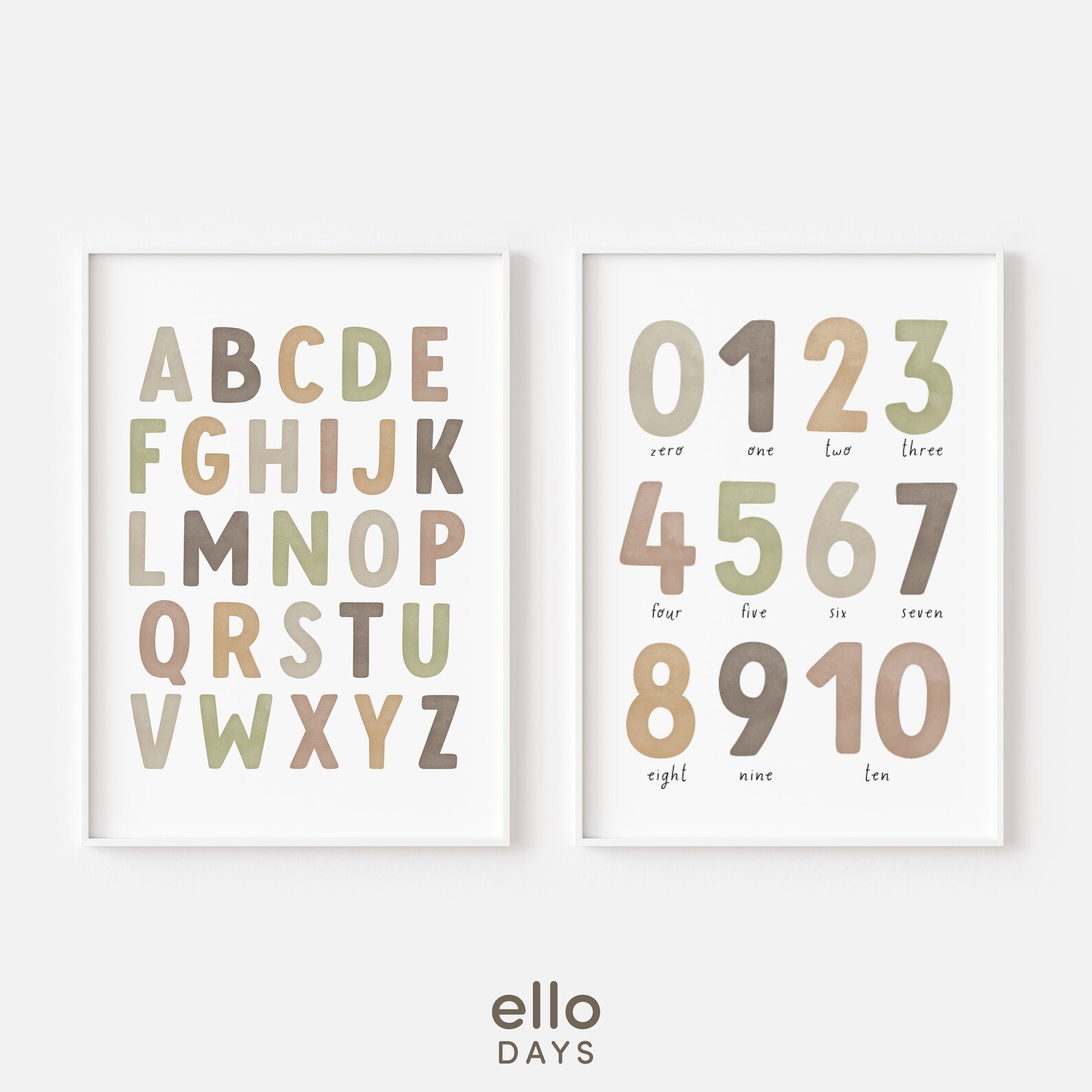Neutral Alphabet Numbers 1-10 Printable Wall Art Bundle | Educational ...