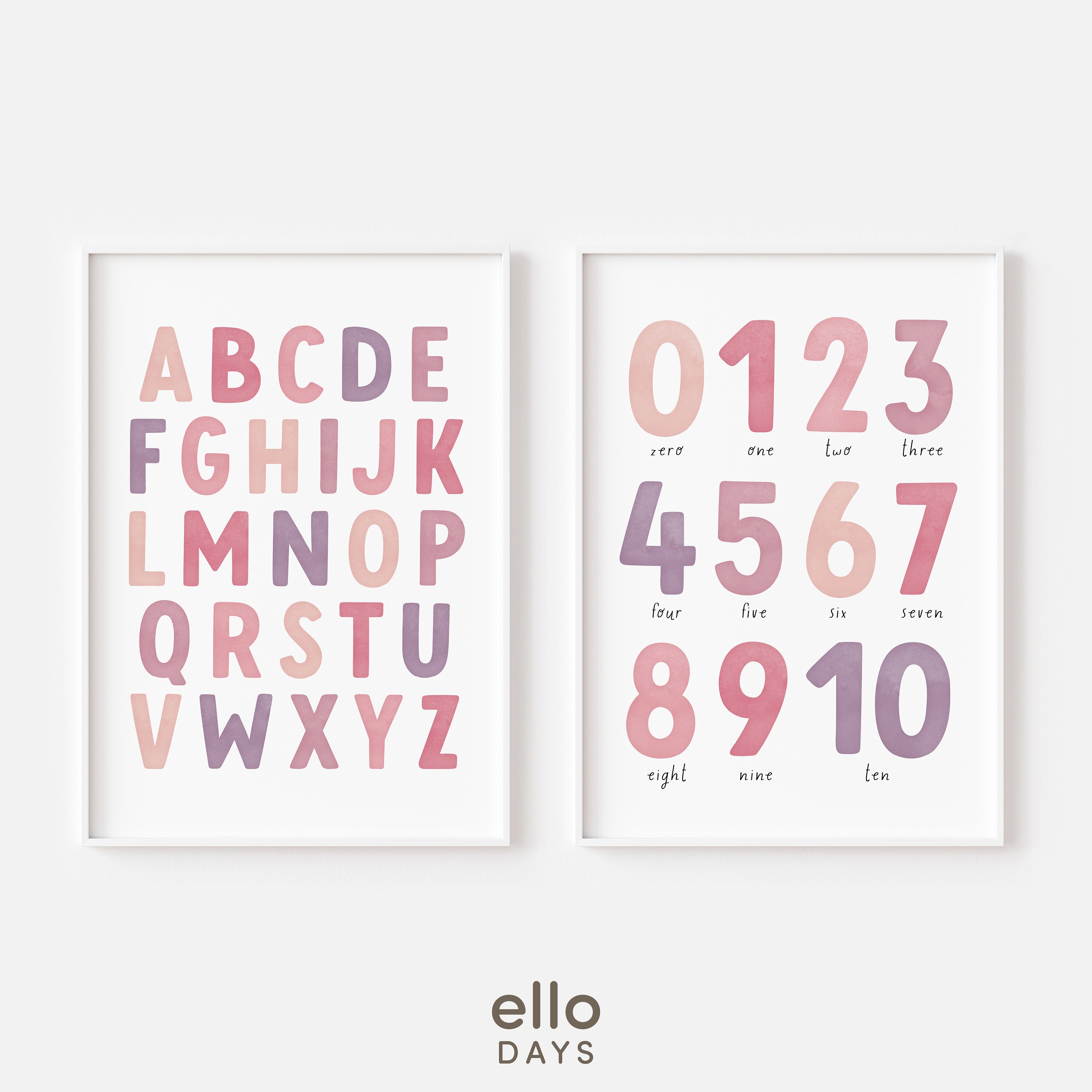 Alphabet Shapes Numbers 1-10 Printable Wall Art Bundle Pink - Etsy