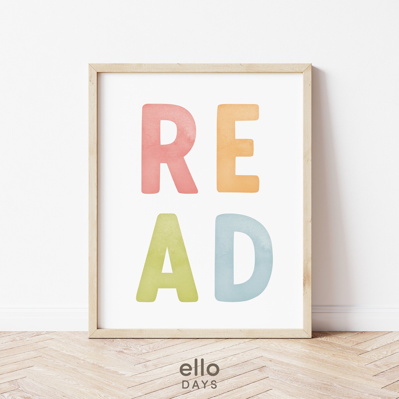 Rainbow READ Printable Wall Art Poster | Playroom Decor | Toddler Kids ...