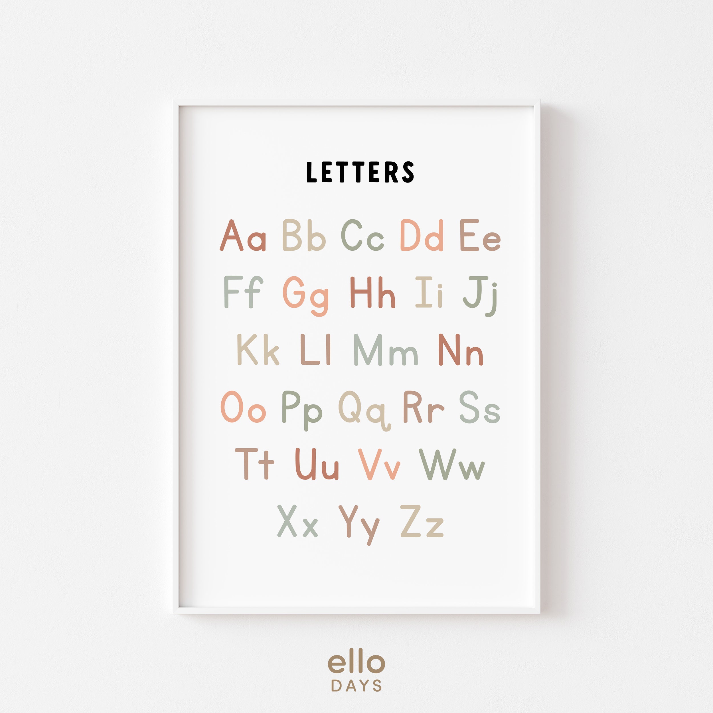 Neutral Alphabet Educational Poster, Classroom ABC Chart Wall Sign ...