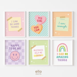 Positive Affirmations Girl Room Decor Motivational Posters Gallery Wall ...
