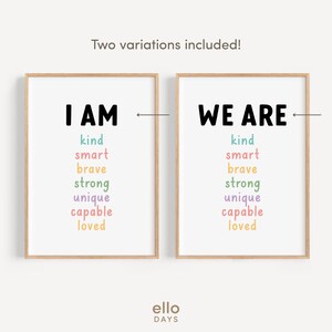 Kids Affirmation Poster Set of 3, Positive Affirmations Wall Art Bundle ...