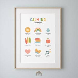 Calming Strategies Therapy Poster, Calming Corner, Mental Health Poster ...
