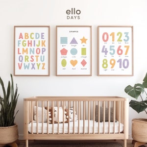 Rainbow Classroom Learning Charts, Set of 6 Educational Poster Set ...