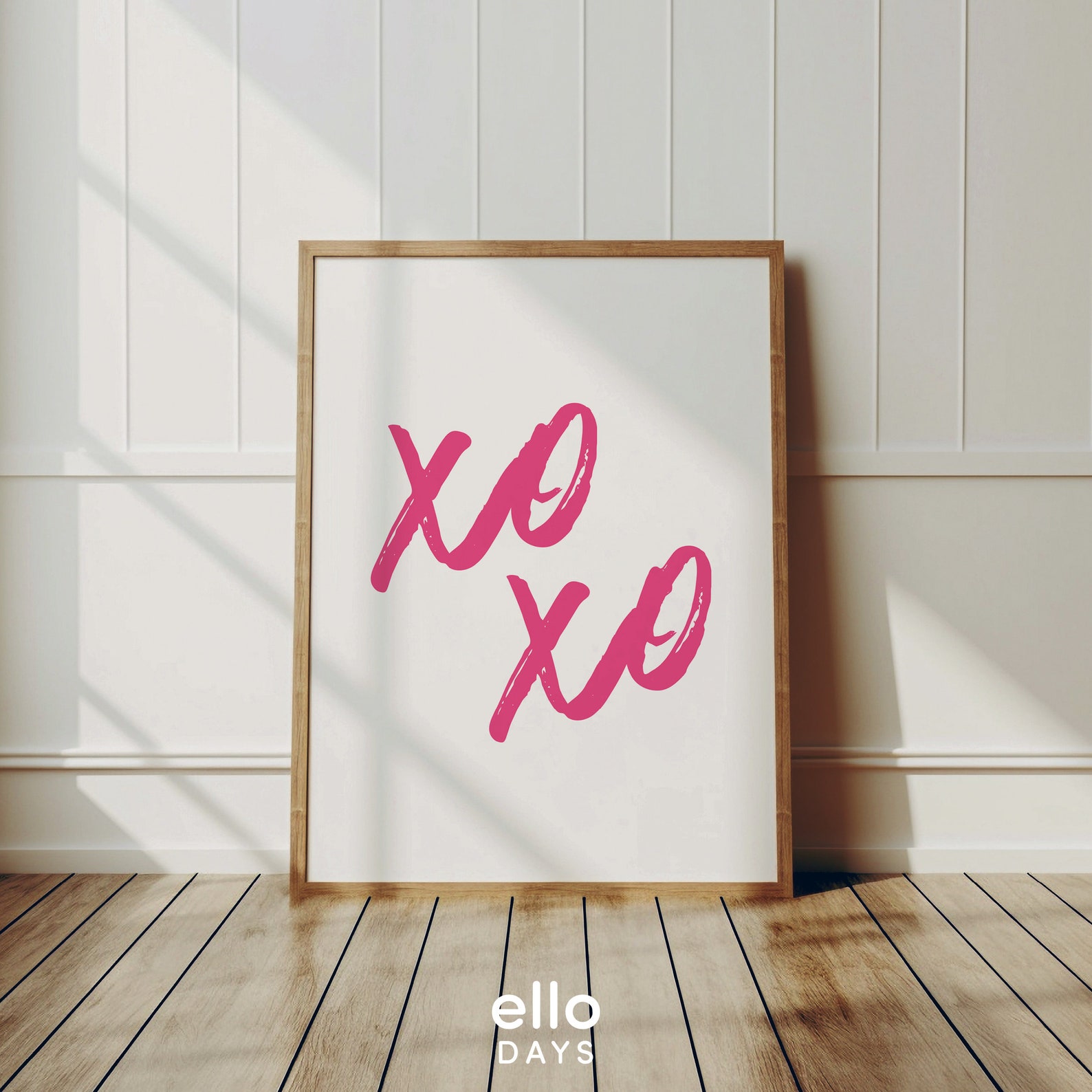 XOXO Pink Wall Sign, Modern Women Wall Decor, Living Room Accent Print ...