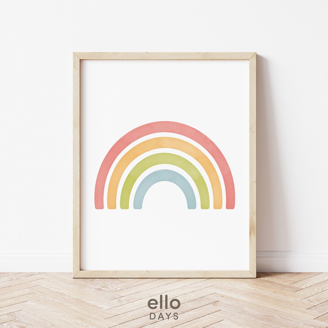 Rainbow Watercolor Printable Wall Art Poster | Bright Baby Nursery ...