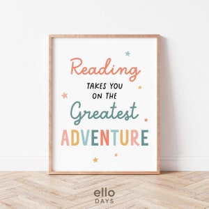 Reading Adventures Classroom Decoration Print, Reading Corner Wall Art ...