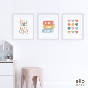 Reading Corner Kids Wall Art Decor Poster Set of 6 Bundle, Classroom ...